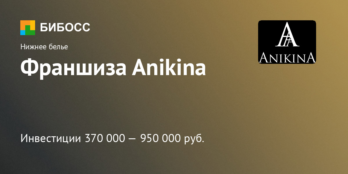 Франшиза Anikina: цена, описание, отзывы