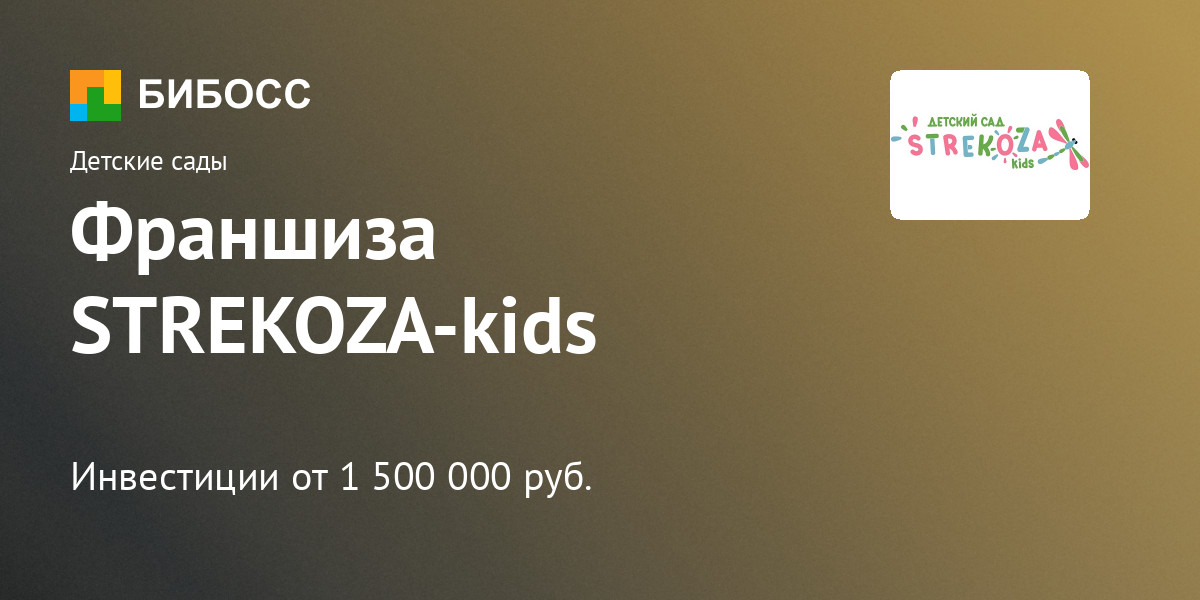 Франшиза частных детских садов STREKOZA-kids: цена, описание, отзывы